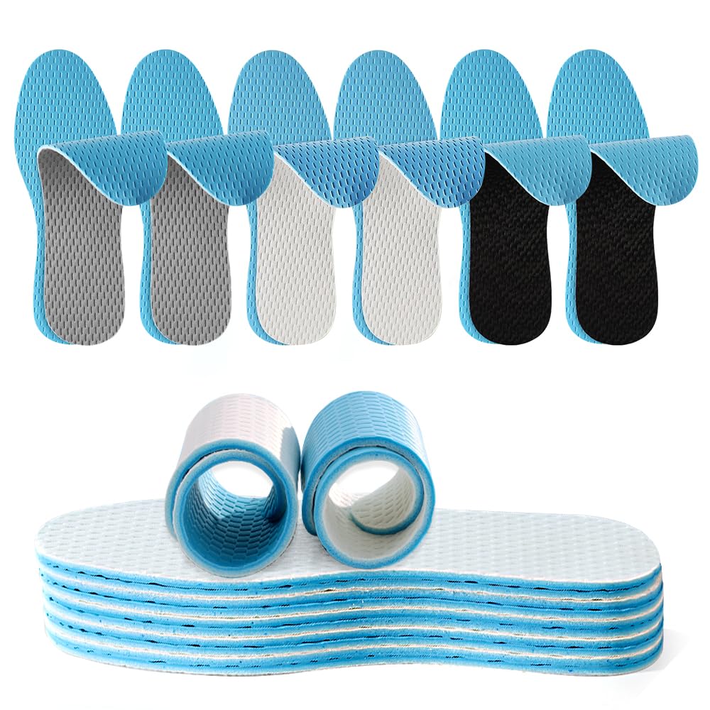 6 Pairs Thin Shoe Inserts,Breathable Insoles ice Cool Sponge Shoe pad ...