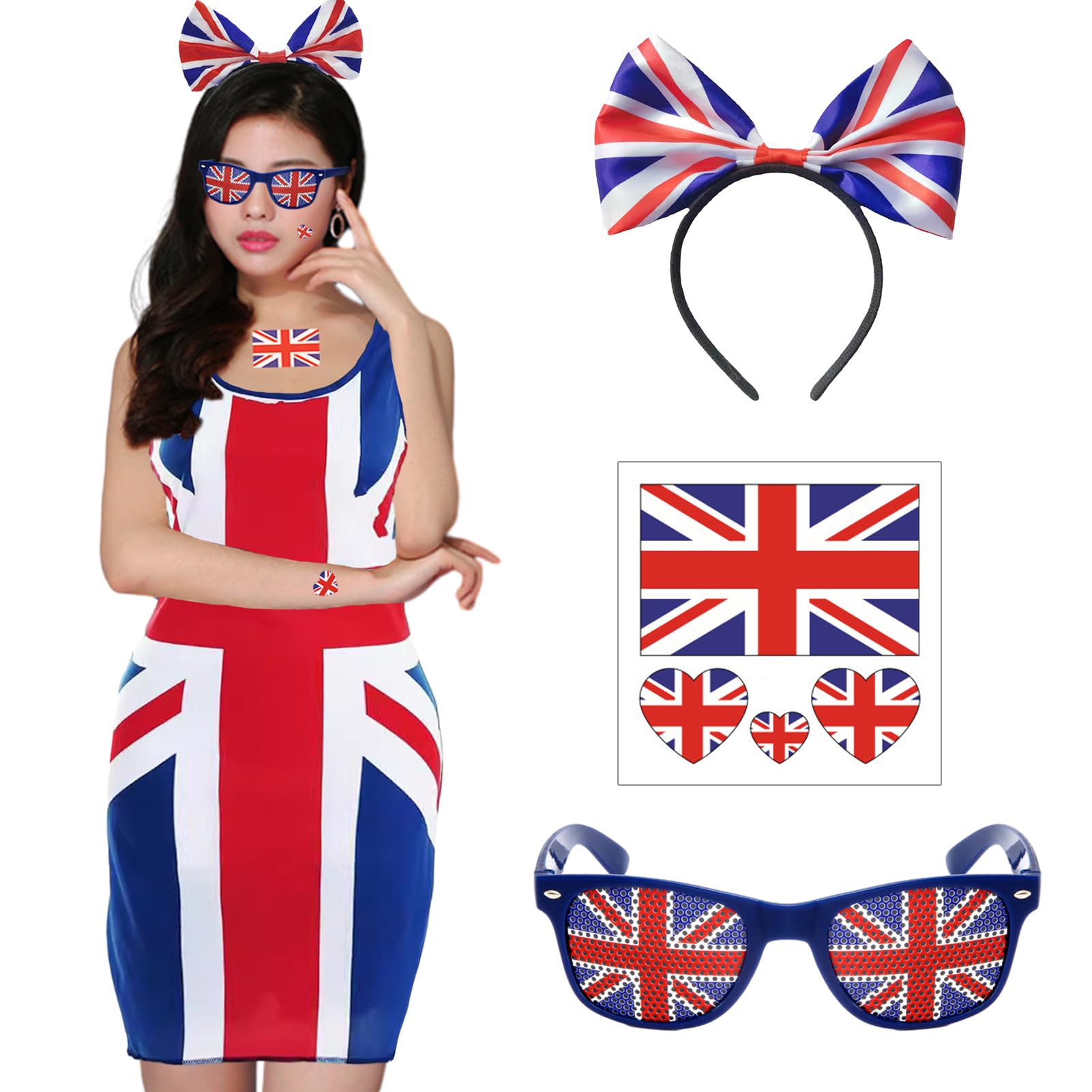 Alaiyaky Union Jack Dress Union Jack Costume British Flag Dress With ...