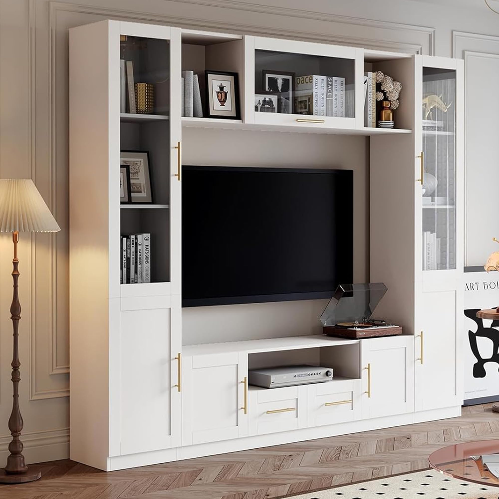 Traditional Entertainment Wall Units Home Library Furniture | Wall