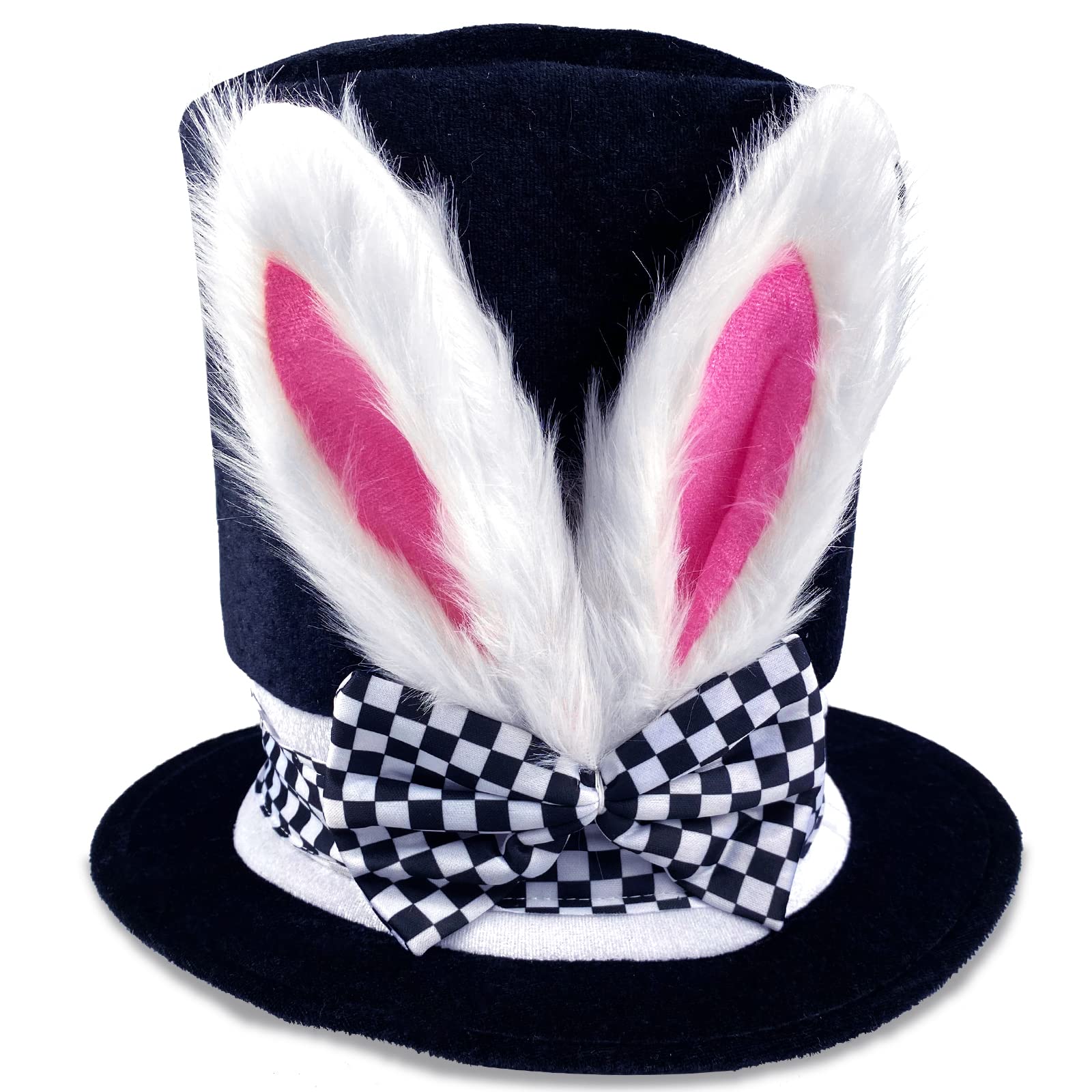 Amazon.com: Donetuer Bunny Ear Top Hat Rabbit Black Topper Plush Hat ...