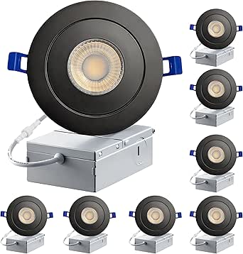 Strak LED 4-Inch White & Black Gimbal Recessed Slim LED Pot Lights with ...