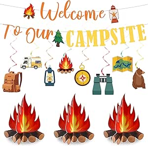 Amazon.com: 13Pcs Happy Camper Party Decorations Camping Adventure ...