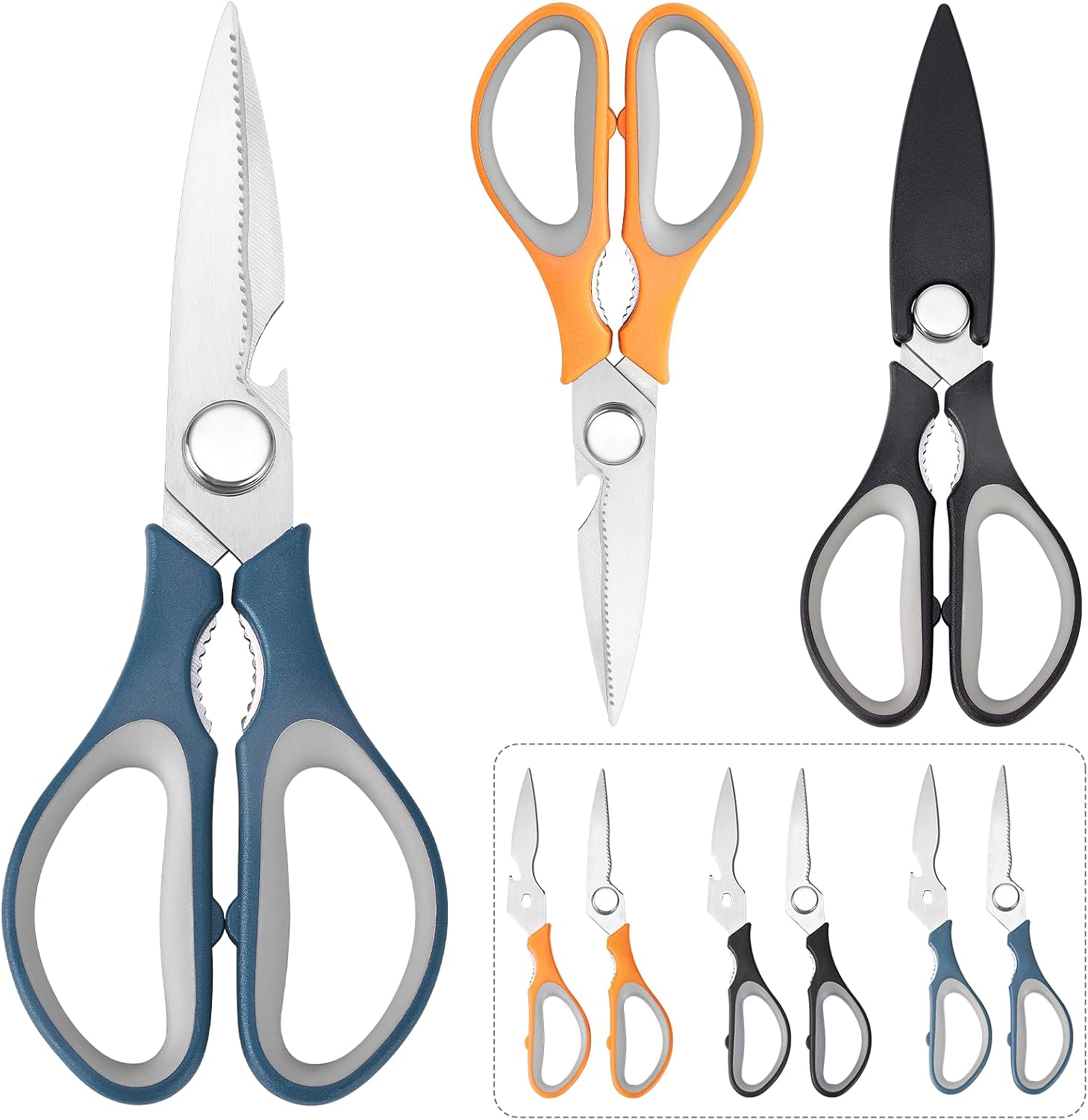 Amazon.com: 3-Packs Kitchen Scissor Meat Shears,Dishwasher Safe Cooking ...
