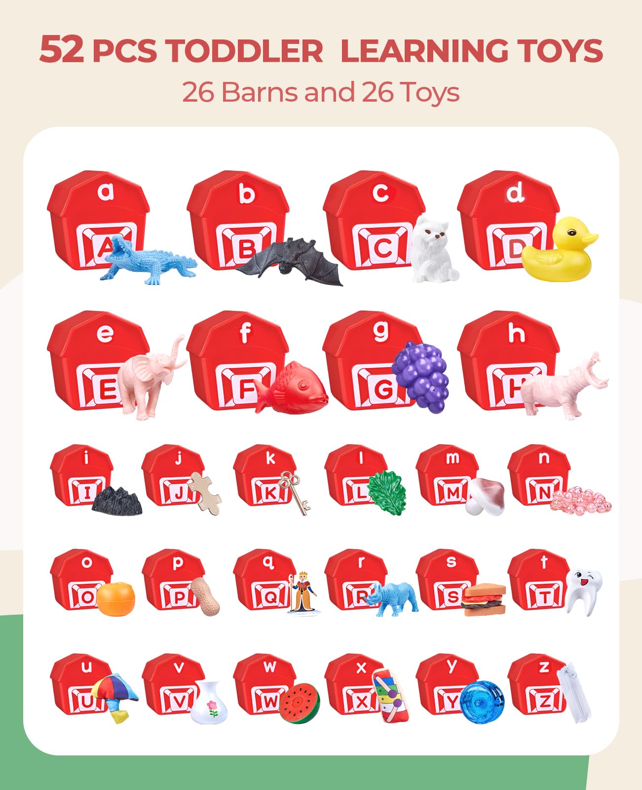 Snapklik.com : Alphabet Learning Toys, 26 Letters Barns And 26 Objects ...