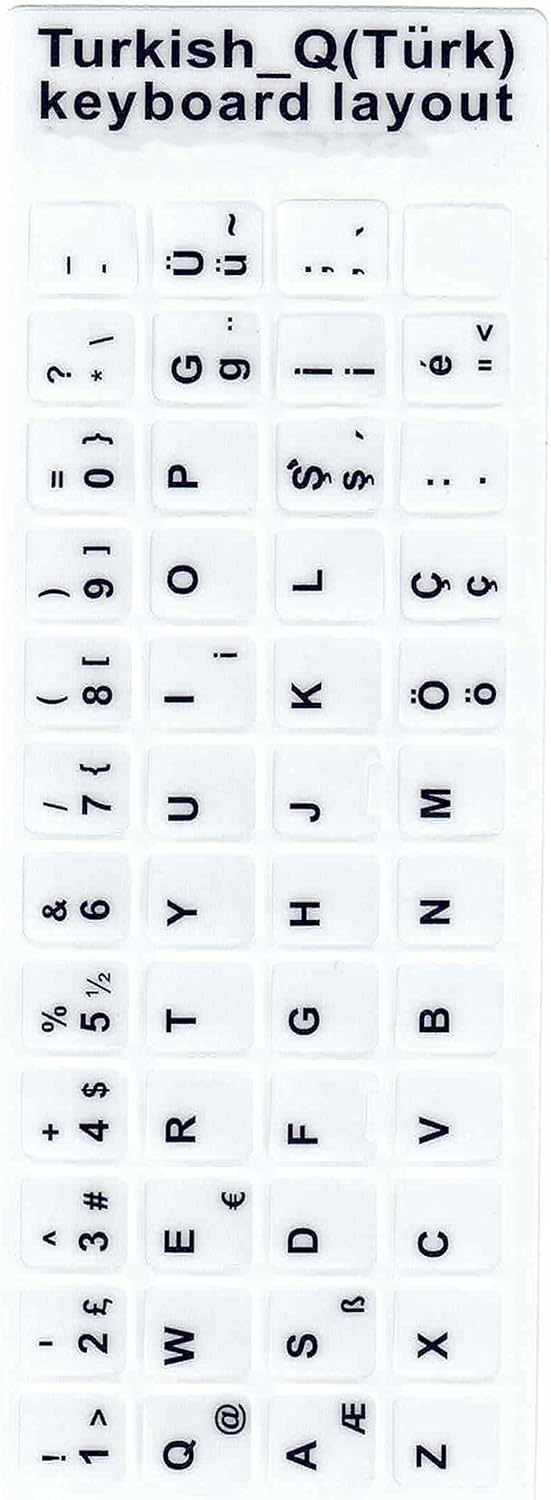 Amazon.com: Turkish Replacement White Color Keyboard Sticker, Eco ...