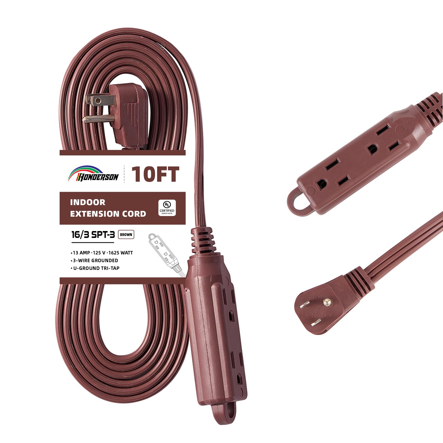 Amazon.com: HONDERSON 3-Outlets Flat Plug Extension Cord Outlet ...