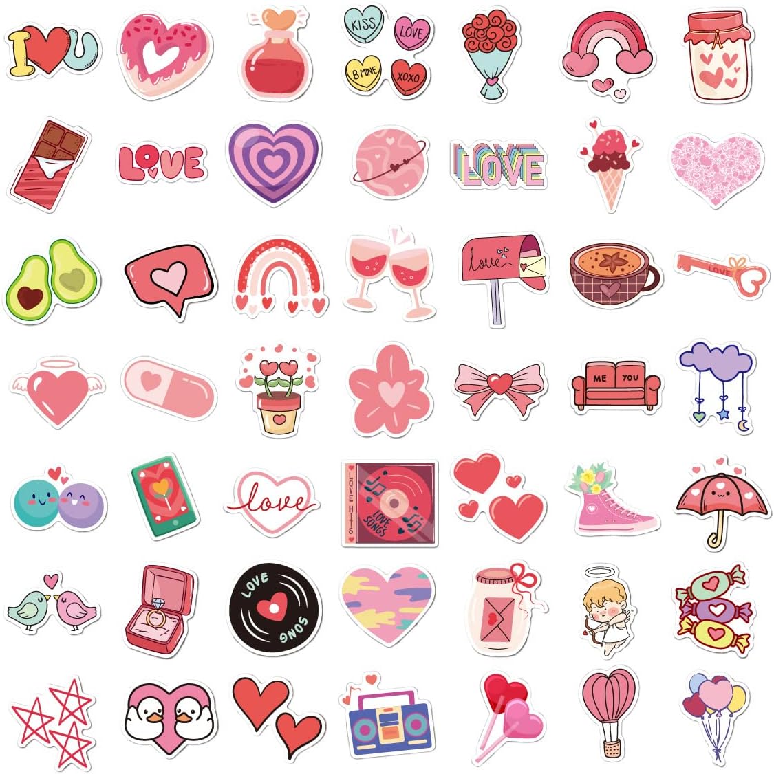 Calcomanías de amor en forma de corazón, 100 unidades, calcomanías de ...