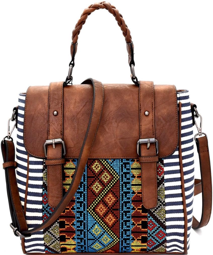Amazon.com: MMS Design Studio Embroidered Boho Convertible Backpack ...