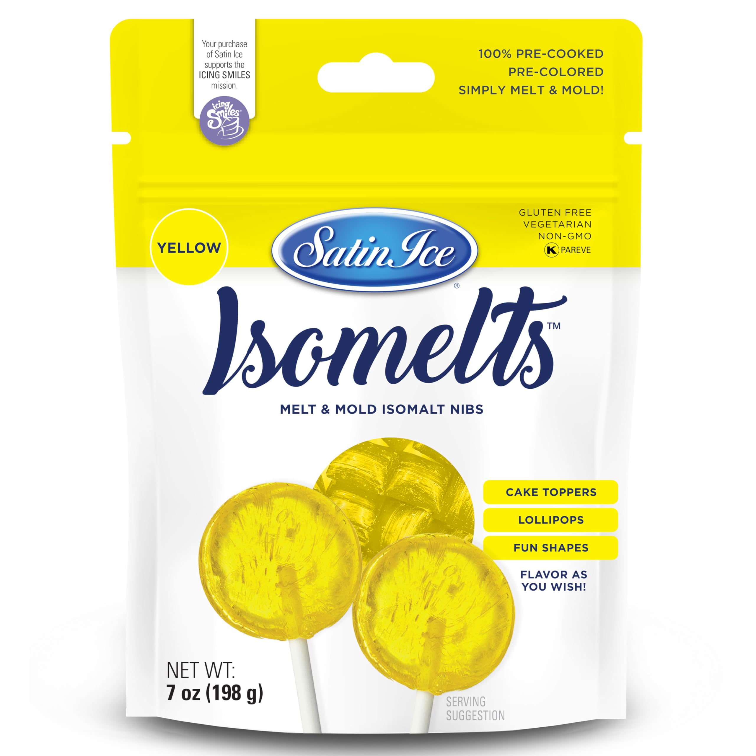 Amazon.com: Satin Ice Isomelts for Making Lollipops (Yellow) (7oz Pouch ...