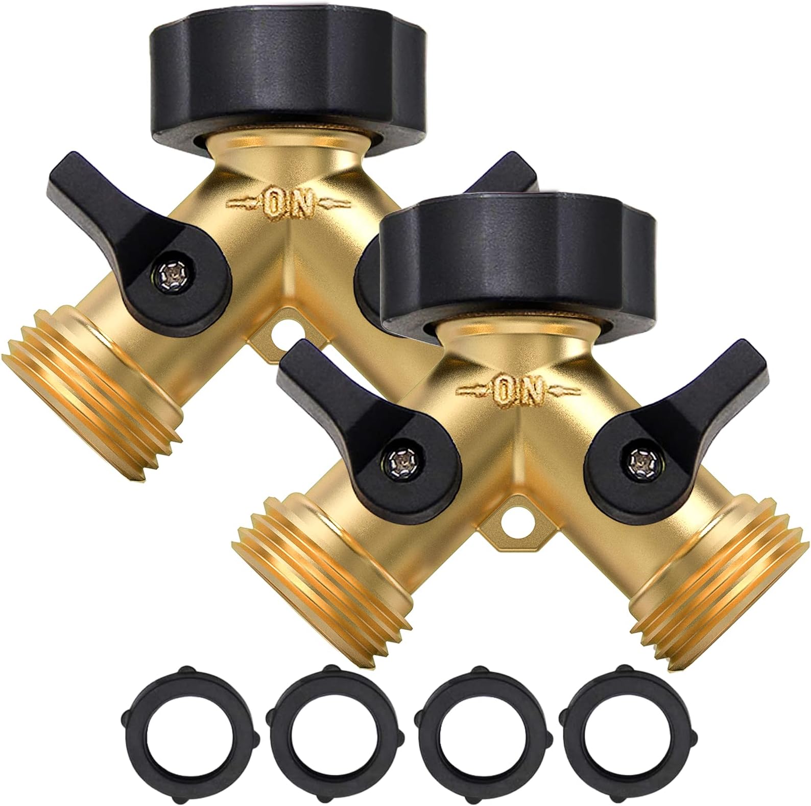 Amazon.com: 1/2/4 Pack Hose Splitter, 2 Way Heavy Duty Brass Garden ...