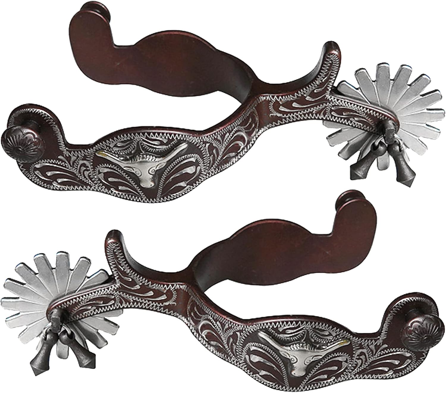 Amazon.com: Centmehr Western Antiqued Spurs with German Silver Hand ...
