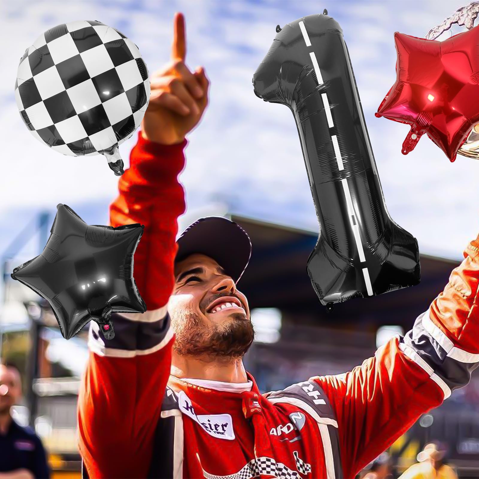 Snapklik.com : Race Car 1 Balloons 40 Inch Racetrack Number 1 Balloon ...