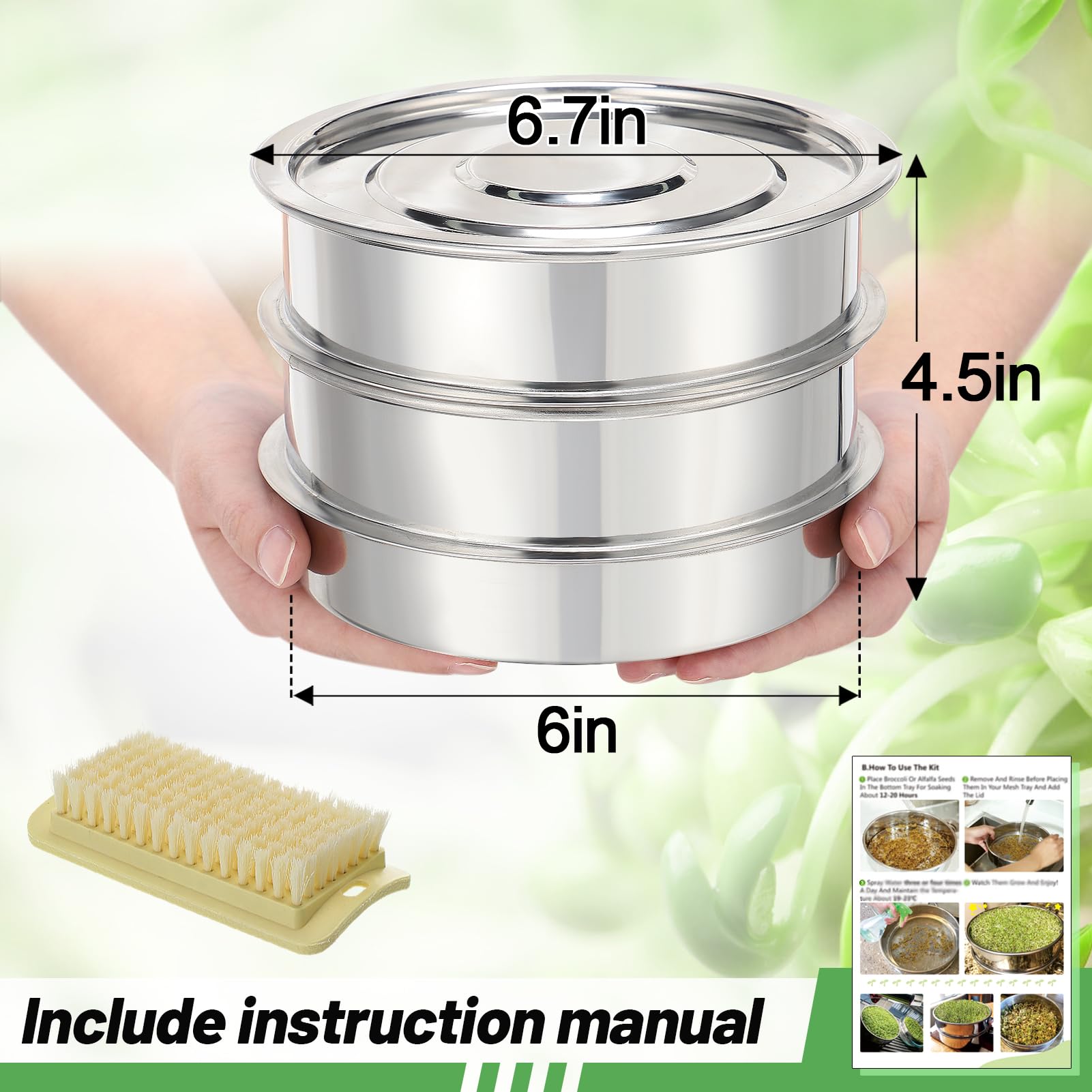 Snapklik.com : Stainless Steel Seed Sprouting Kit - 3-tier Microgreens ...