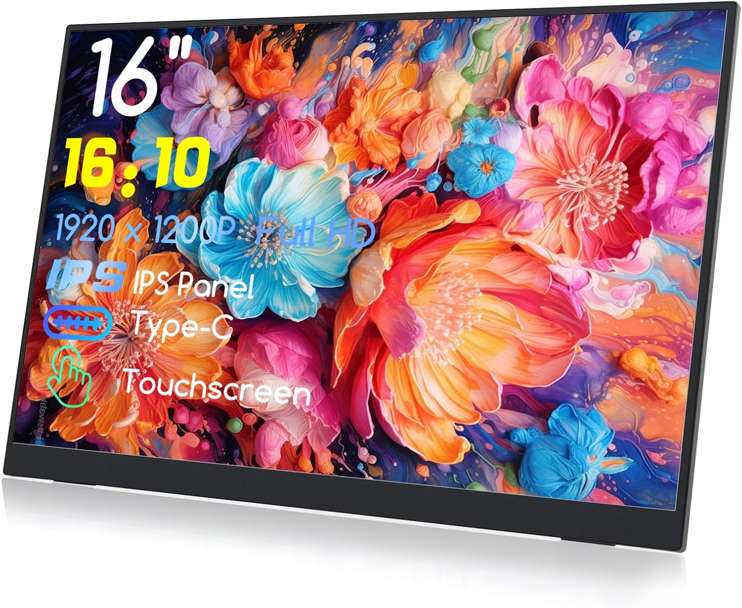 ERCGWOP Portable Monitor, 16 inch Touchscreen Monitor FHD 1920x1200P ...