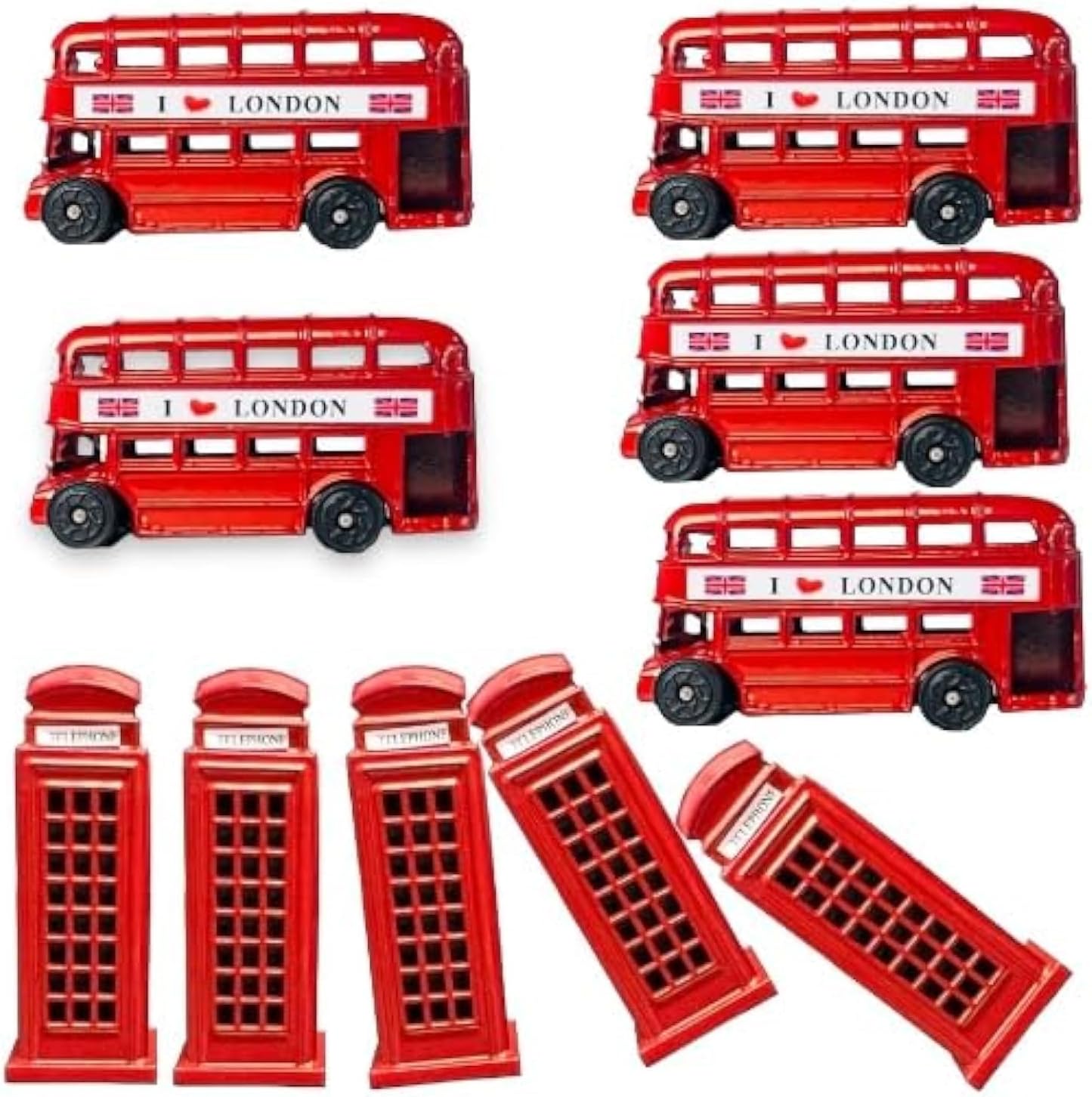 LILAJ Set of 6 London 3D Wooden Fridge Magnet Bus & Telephone Box ...
