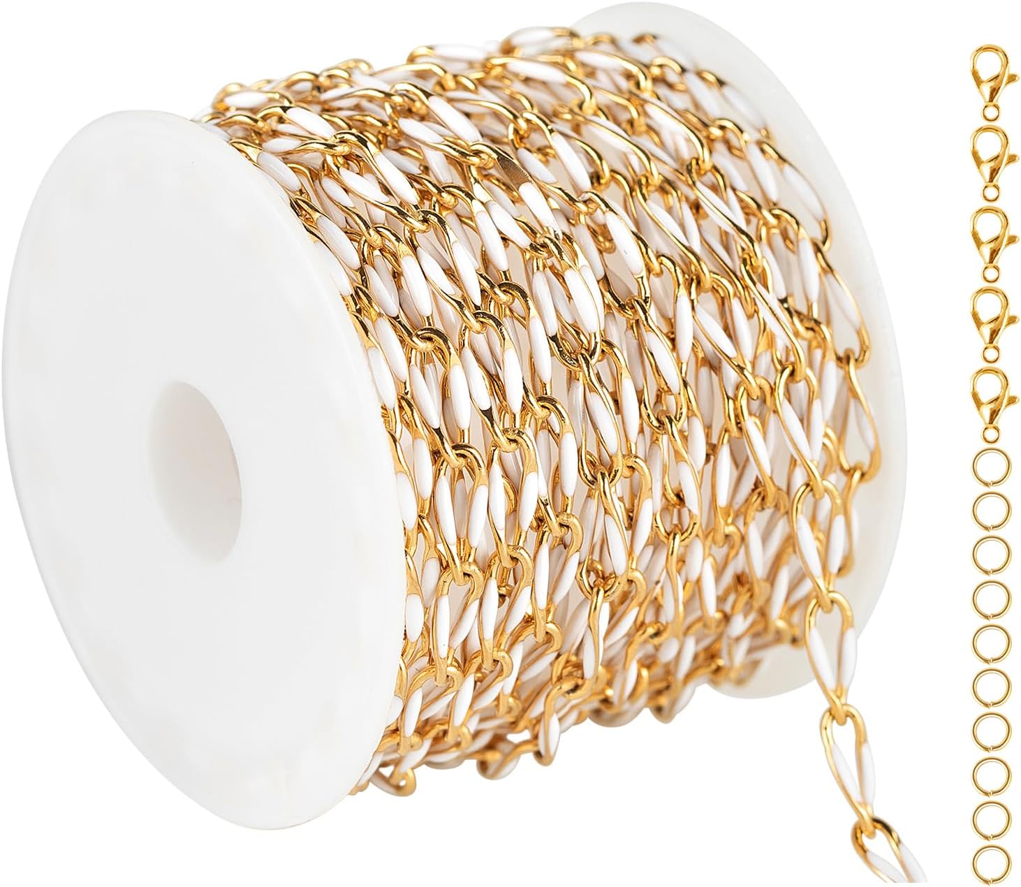 Amazon.com: UMAOKANG Stainless Steel Jewelry Chain White Enamel Cable ...