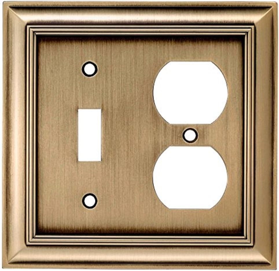 allen + roth 2-Gang Antique Brass Combination Metal Wall Plate- 0140798 ...