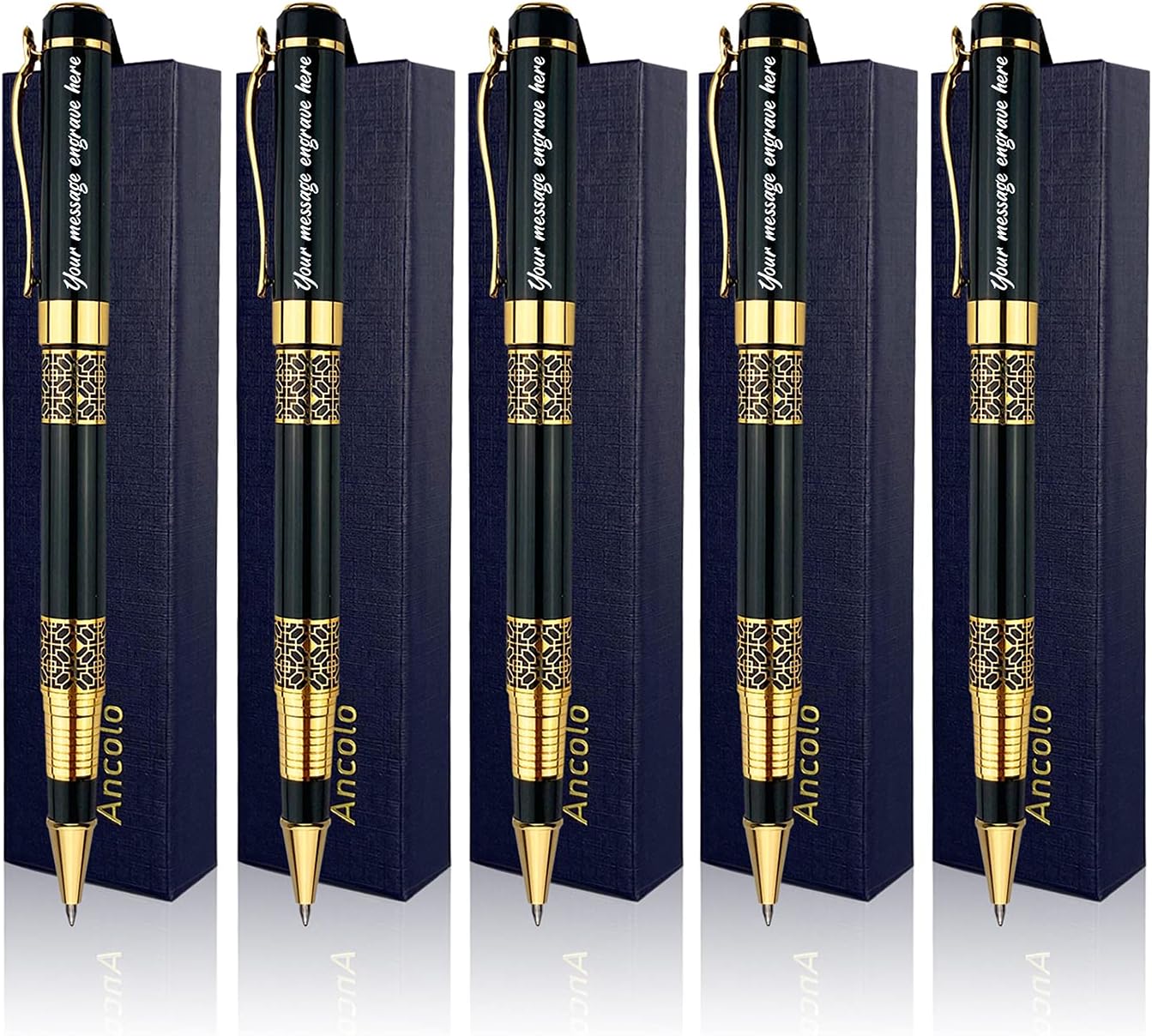 Amazon.com : Ancolo Engraved Luxury Business Pens - 5 Pen Box with 10 ...