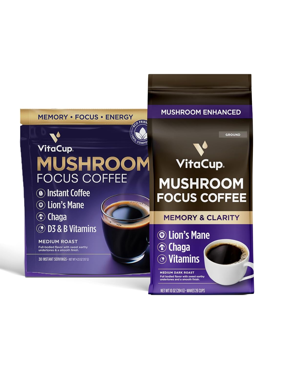 Amazon.com : VitaCup Focus Mushroom Coffee Instant 30 Servings ...