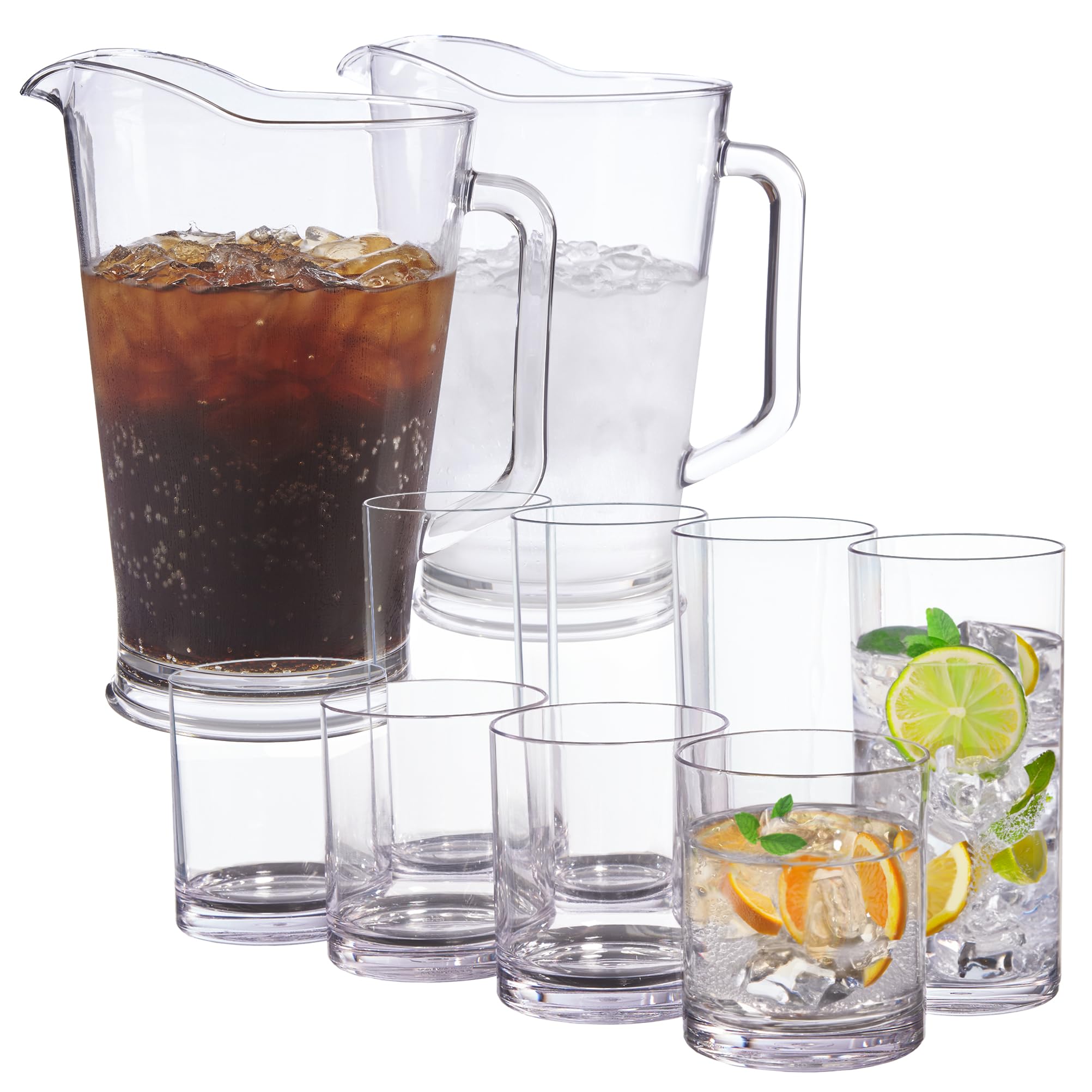Amazon.com | US Acrylic Clear Plastic Cup and Pitcher Set Bundle, 4 ...