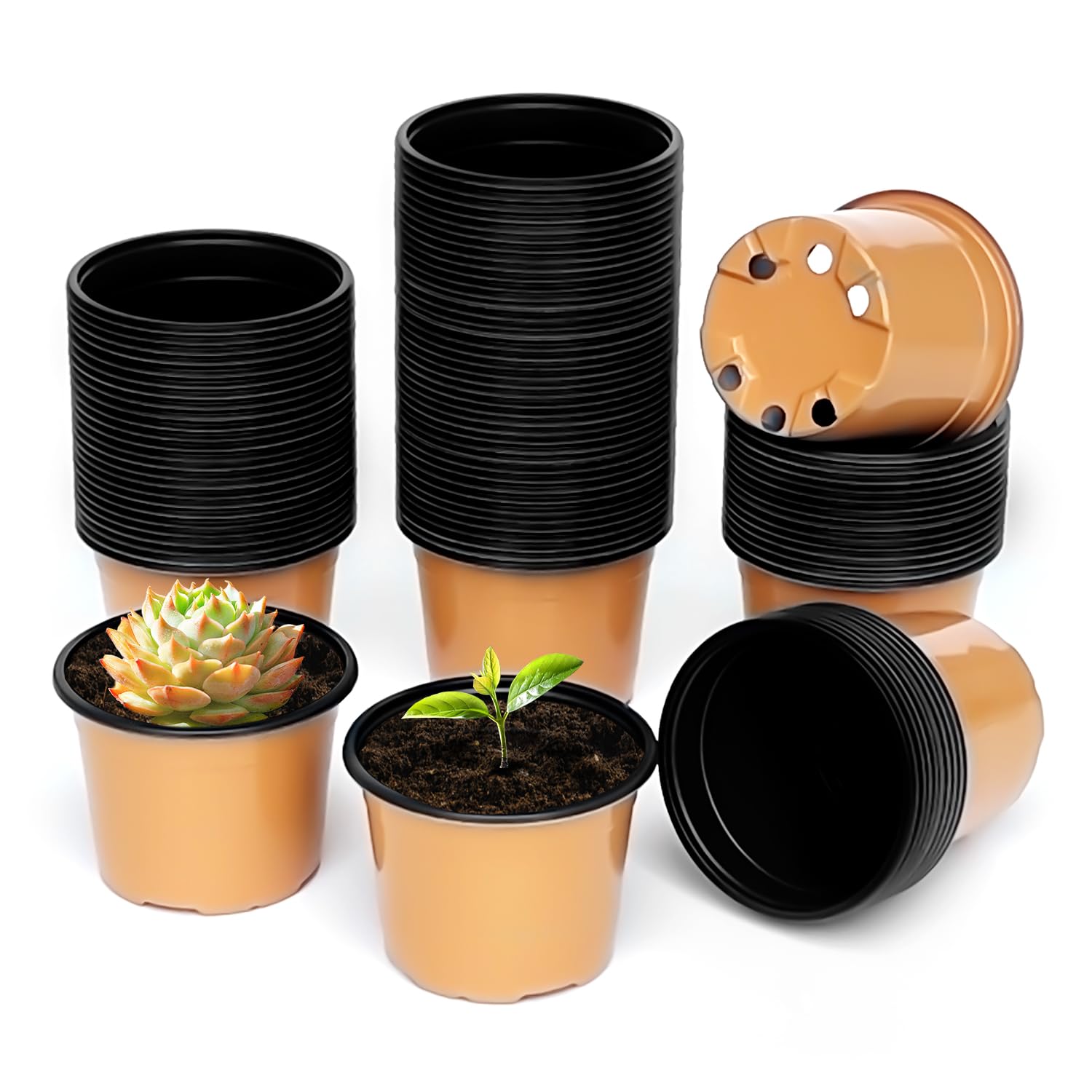 Snapklik.com : 100 Pack 2.8" Nursery Pots, Plastic Pots For Plants ...