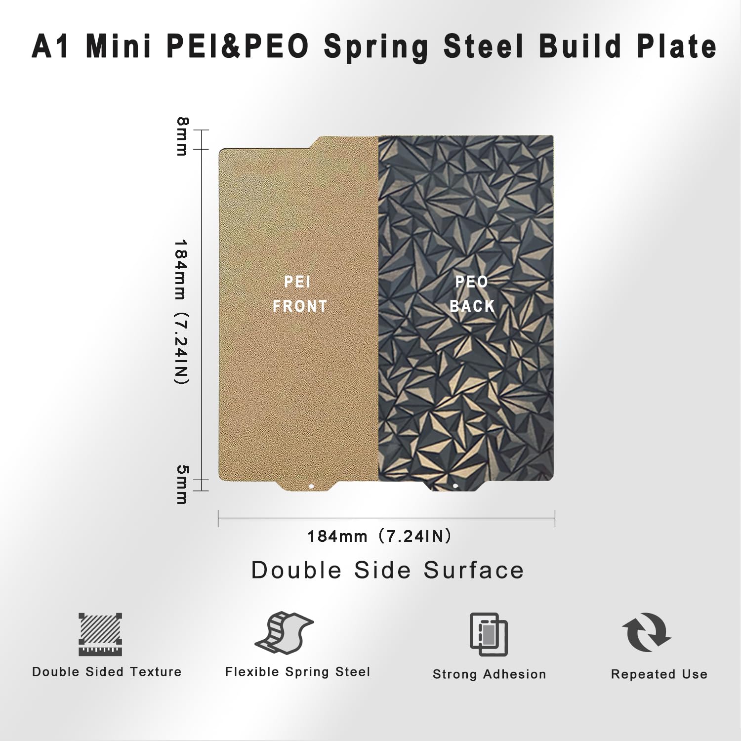 184x184mm PEO PEI Build Plate for Bambu Lab A1 Mini, Diamond PEO ...