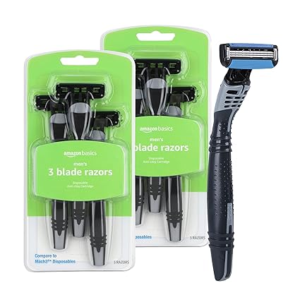 Amazon.com: Amazon Basics 3-Blade Disposable Razors for Men, 6 Count, 2 ...