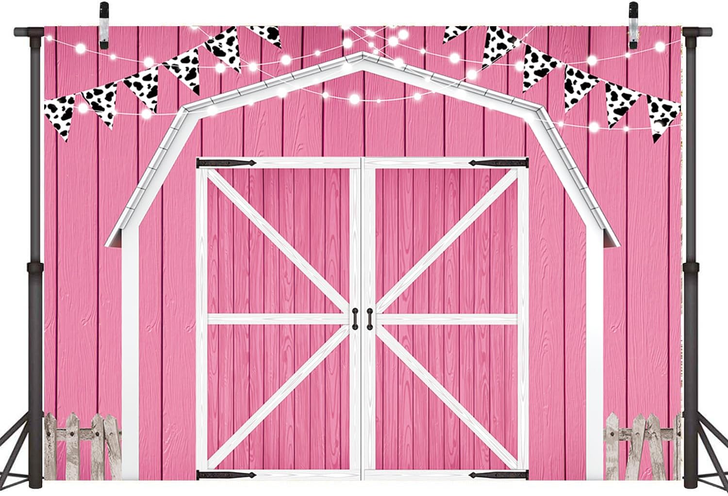 Amazon.com : LTDKAEN Pink Barn Door Backdrop Wooden Barn Door Farmhouse ...