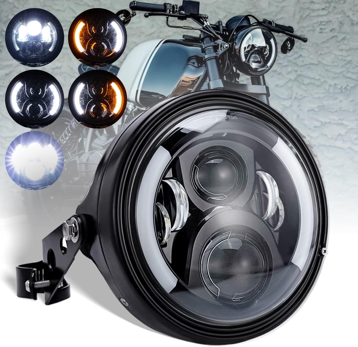 Amazon.com: LEDOPPO 7 Inch LED Motorcycle Headlight Round with Housing ...