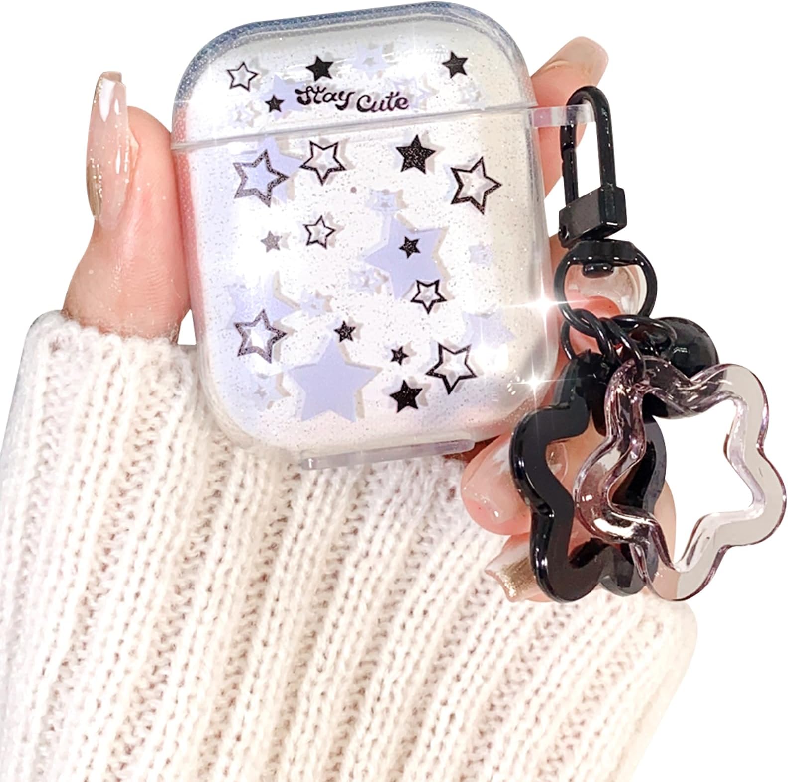 Amazon.com: AirPod Case with Star Keychain, Cute Charms Star Pattern ...