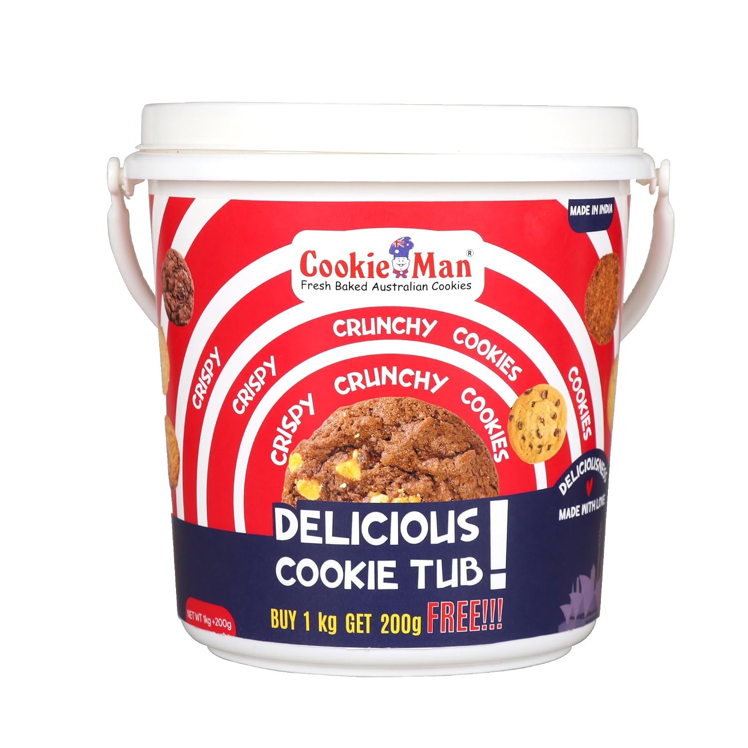 CookieMan Assorted Cookies Tub – 1kg + 200g Extra | Jumbo Family Pack ...