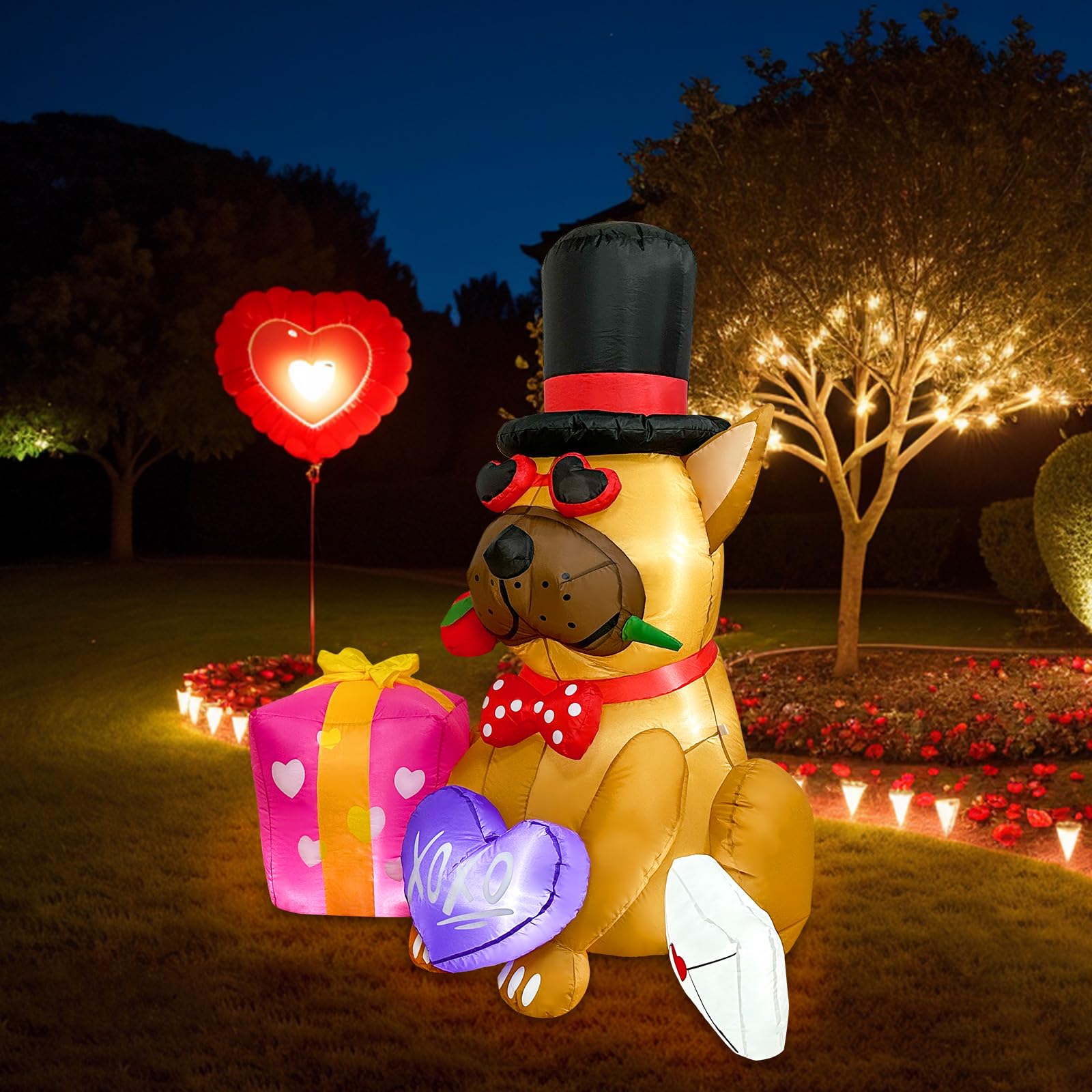 AerWo 5FT Valentines Day Inflatables Outdoor Decorations, Lovely Puppy ...