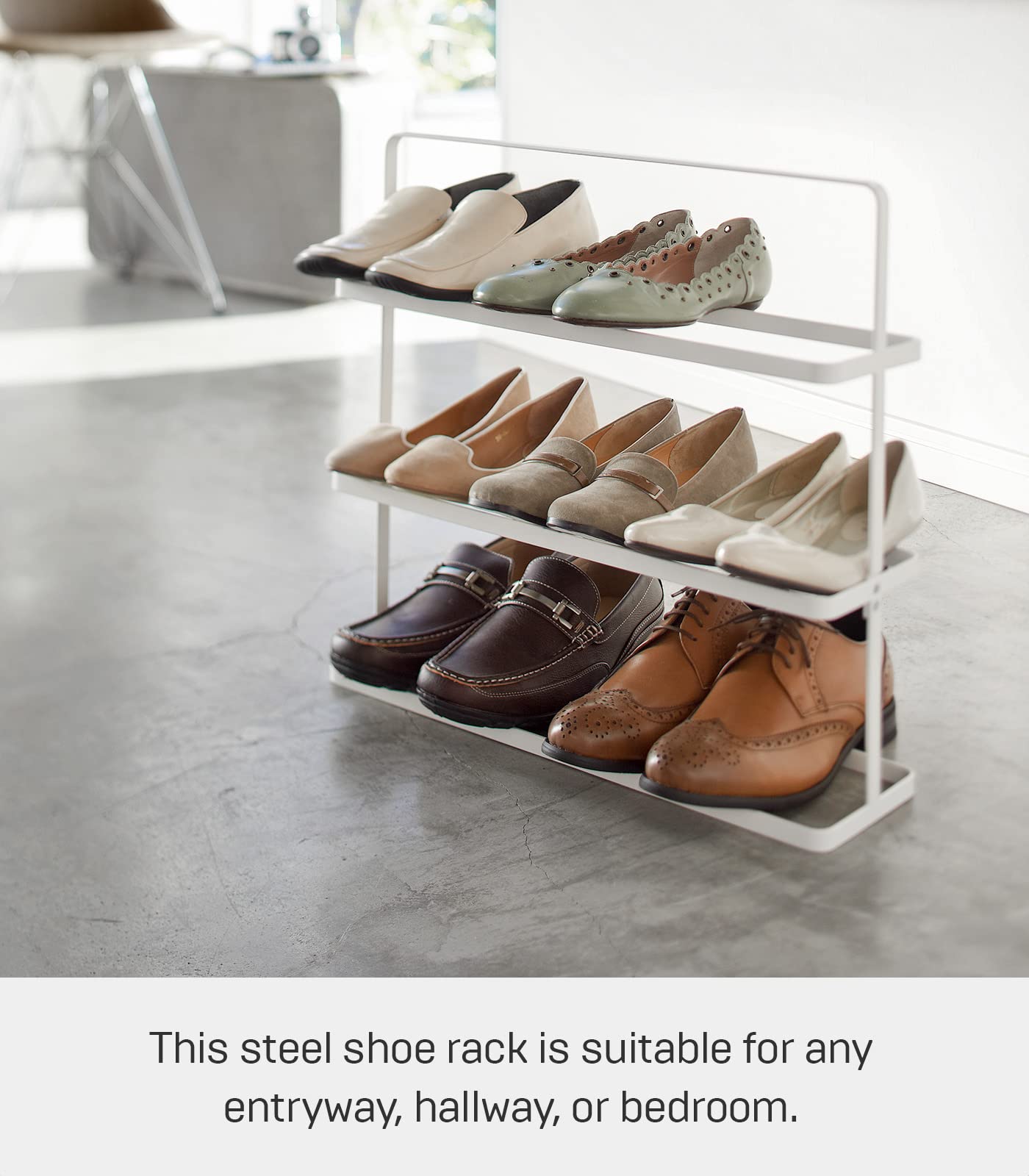 Snapklik.com : Yamazaki Home Compact Modern Metal Shoe Rack Steel Short ...