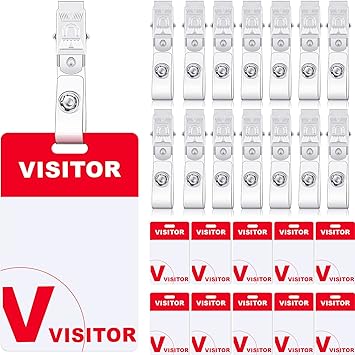 Amazon.com : Heavy Duty Visitor Badges with Clips Guest Name Badge Pass ...