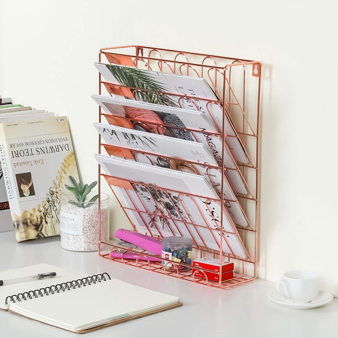 Superbpag Hanging File Organizer, 6 Tier Wall Mount Document Letter ...