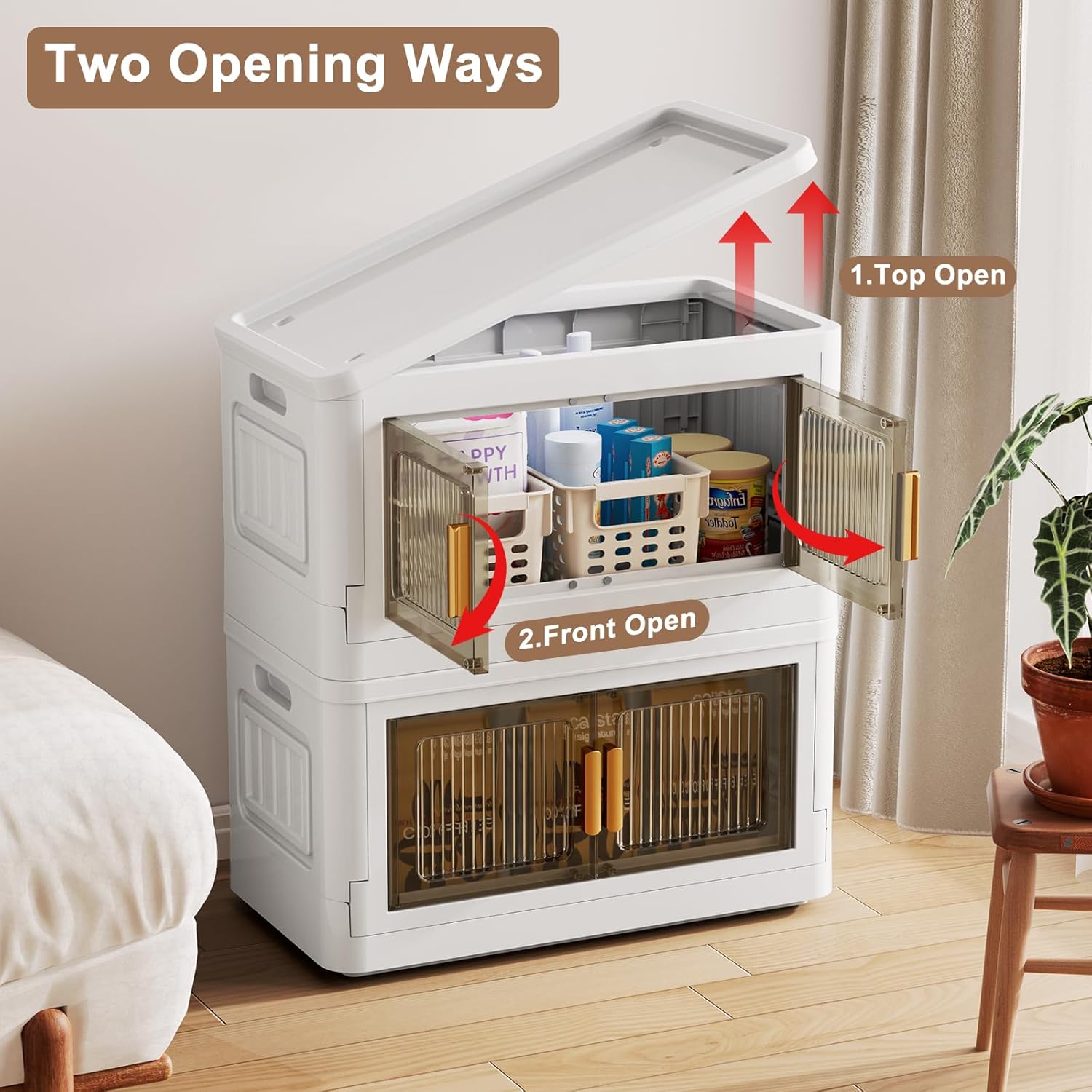 Contenedores de almacenamiento plegables con puertas, contenedores de ...