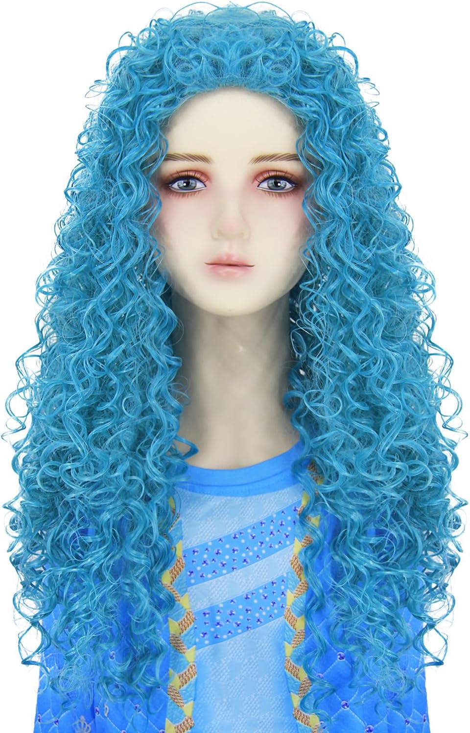 Amazon.com: SpeedBeauty Womens Long Curly Blue Costume Wig Halloween ...