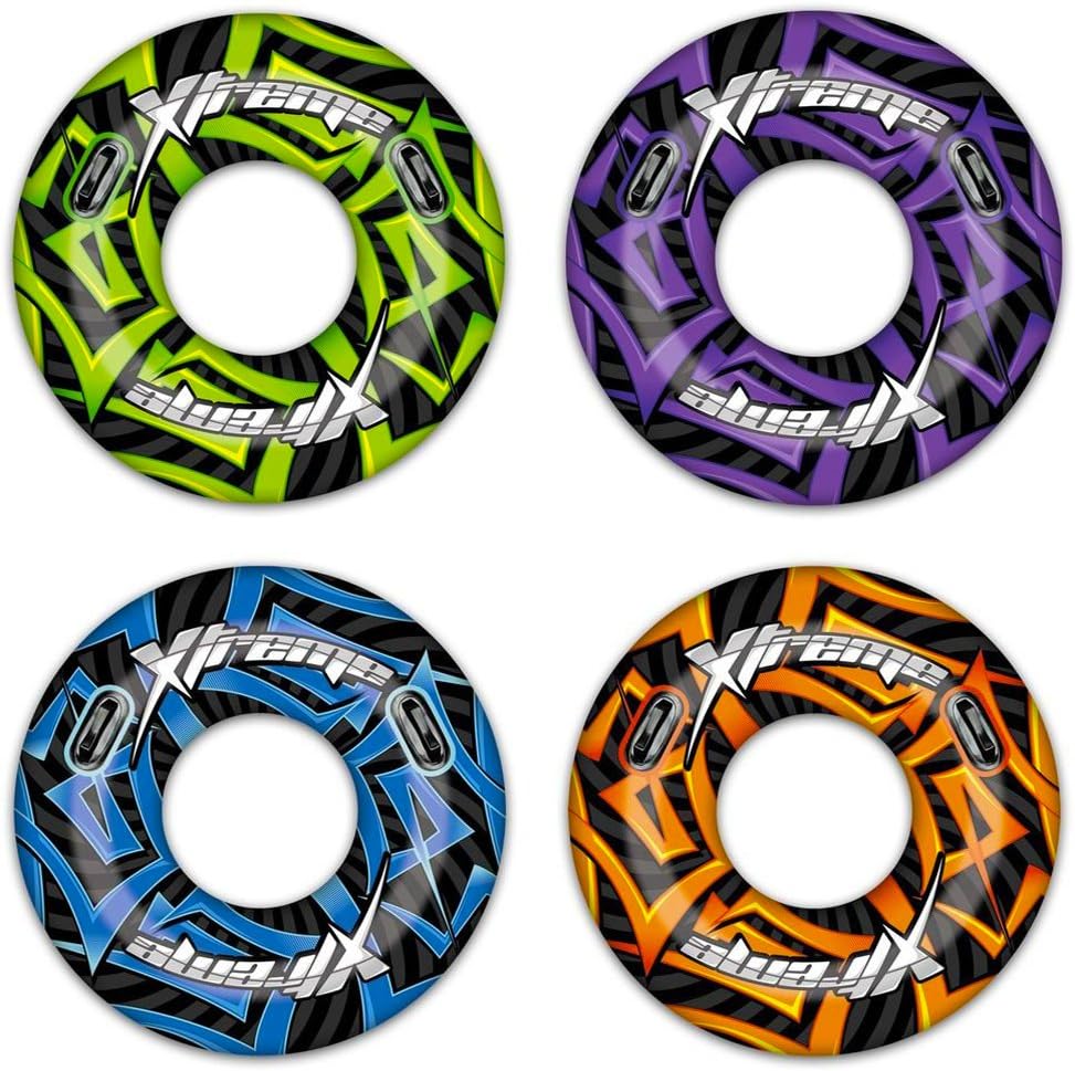 SET of 4 Inflatable Turbo Extreme Swim Ring Rubber Tube Beach Lilo Pool ...