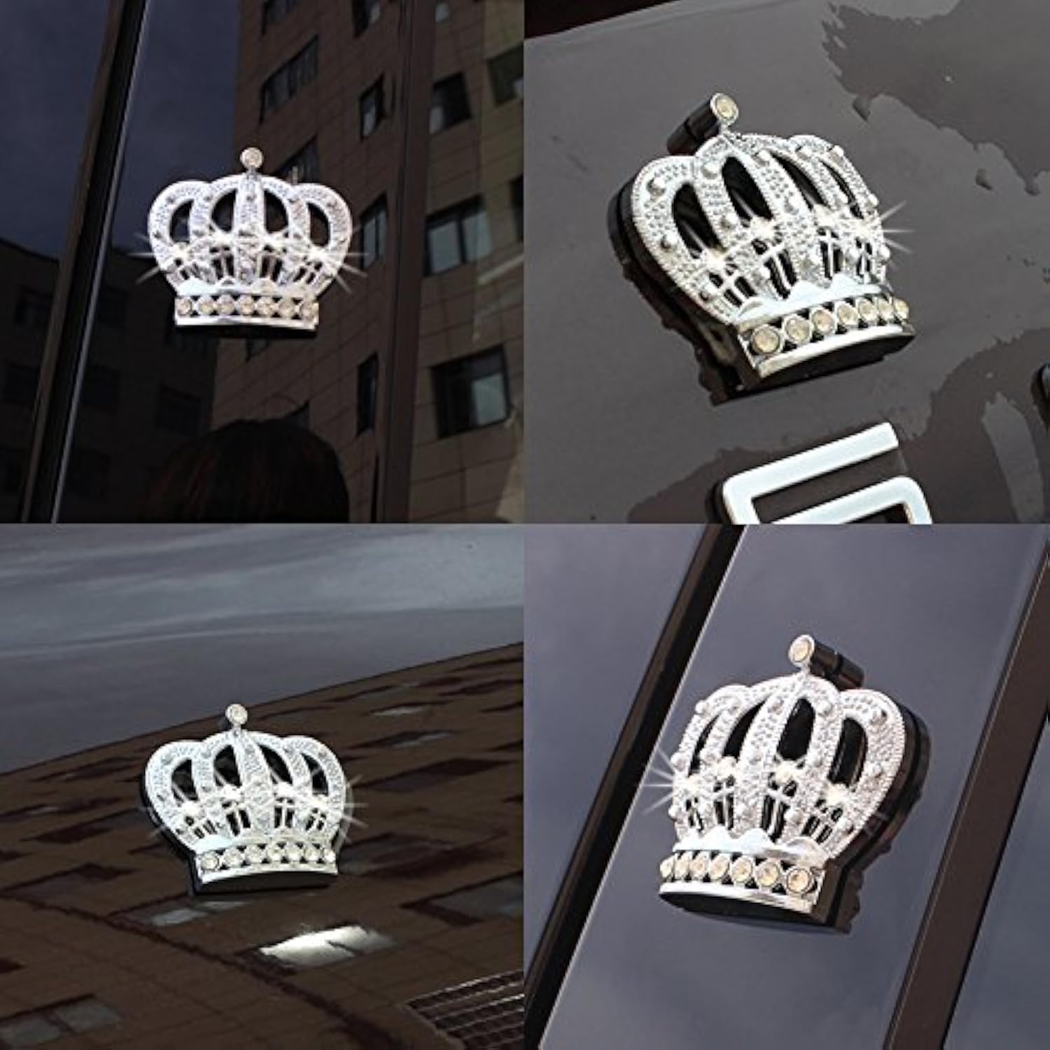 Amazon.com: Car Auto Chrome Crown Emblems Badges Stickers Decor (Bling ...