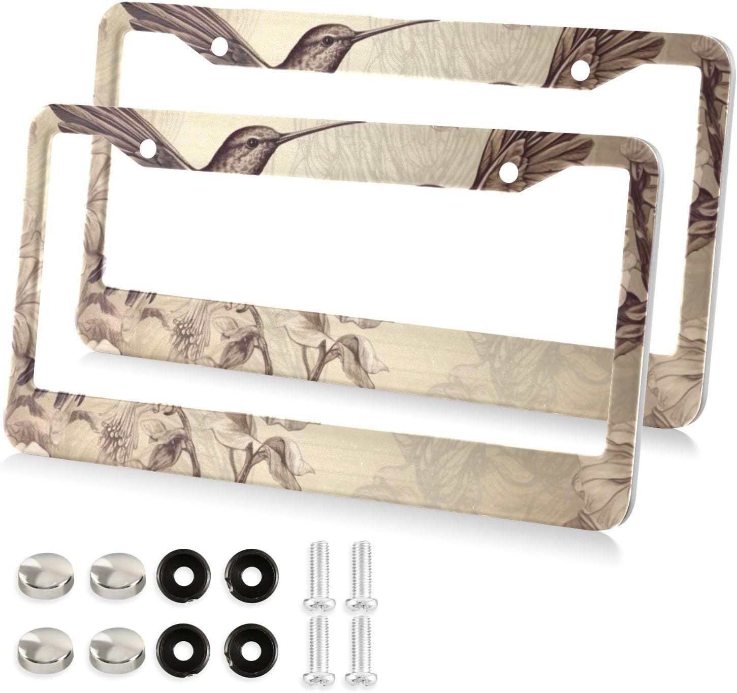Amazon.com: SDMKA Hummingbirds License Plate Frames 2 Pcs 2 Holes ...