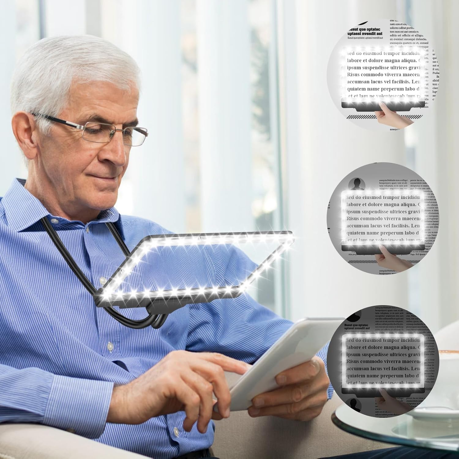 NZQXJXZ Hands Free Magnifying Glass with Light and Stand for Reading 5X ...