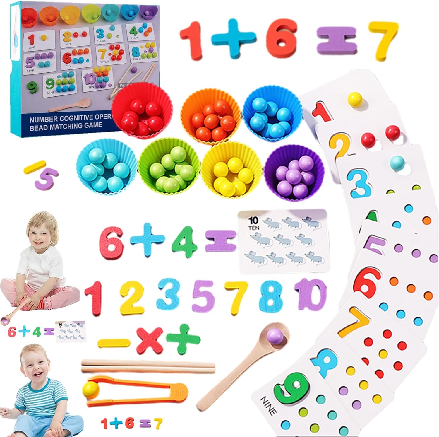 Amazon.com: Montessori Arithmetic Math Toy Set,Silicone Digital ...