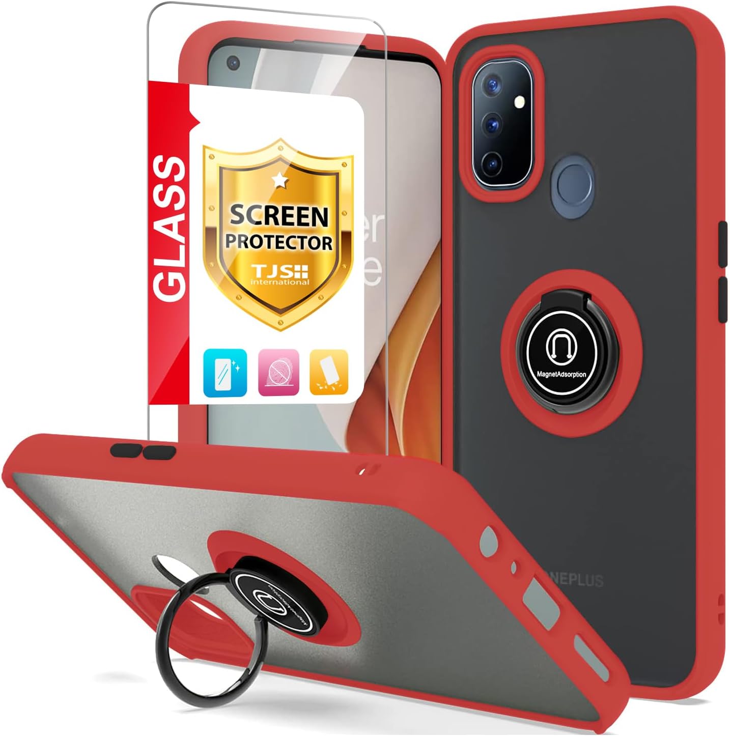 Amazon.com: TJS Compatible with OnePlus Nord N10 5G Case, with Tempered ...