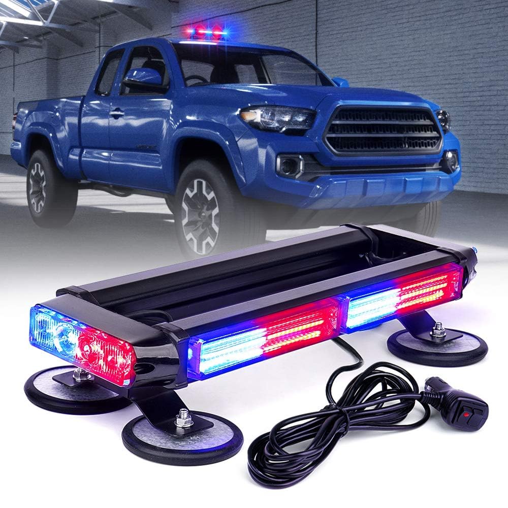 Amazon.com: Xprite Red Blue COB LED Strobe Rooftop Flashing Light Bar ...
