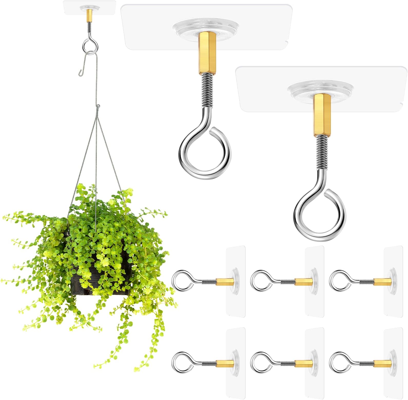 Amazon.com: Yinkin 10 Pcs Ceiling Hooks Self Adhesive Stainless Steel ...