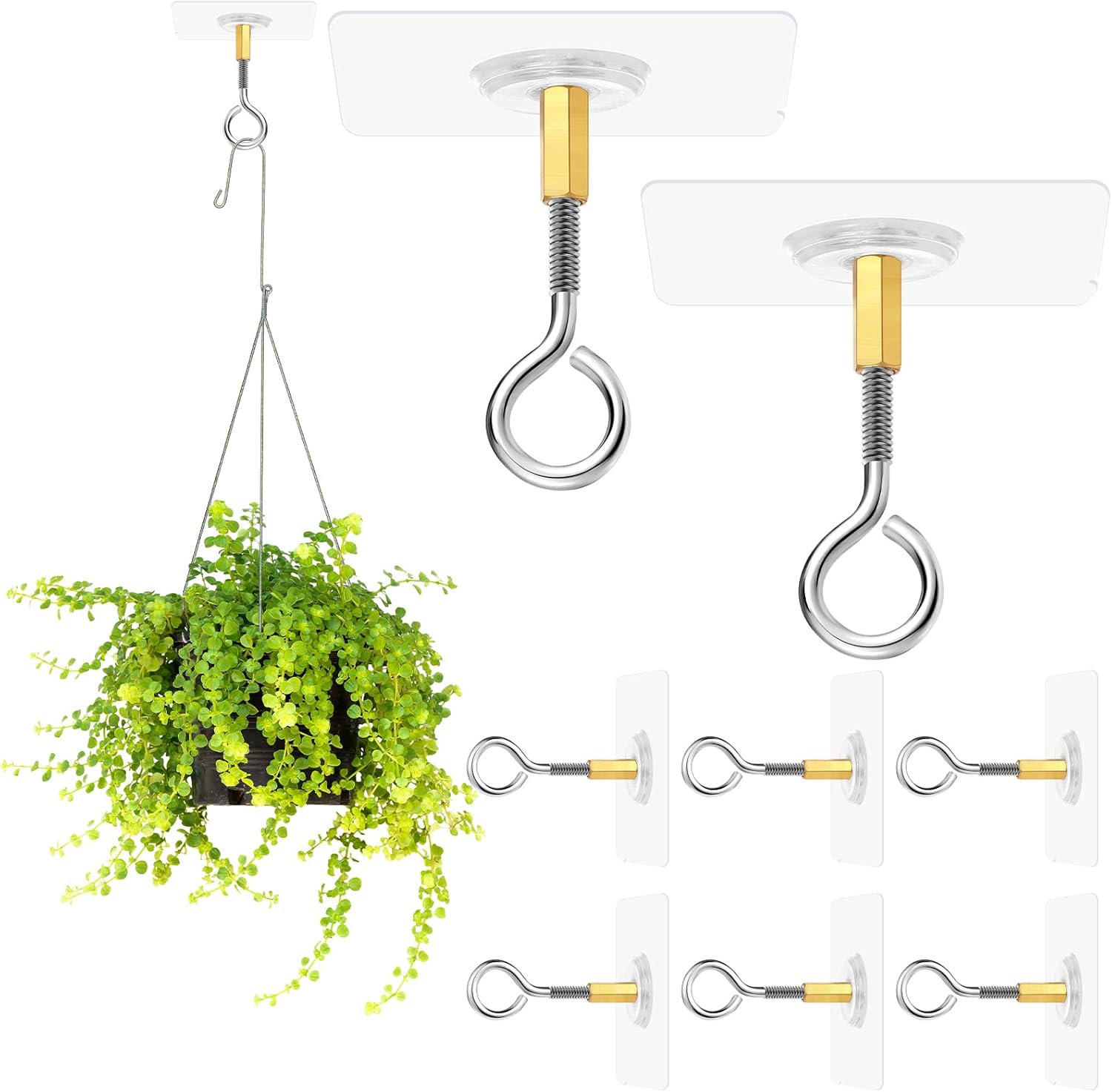 Amazon.com: Yinkin 10 Pcs Ceiling Hooks Self Adhesive Stainless Steel ...