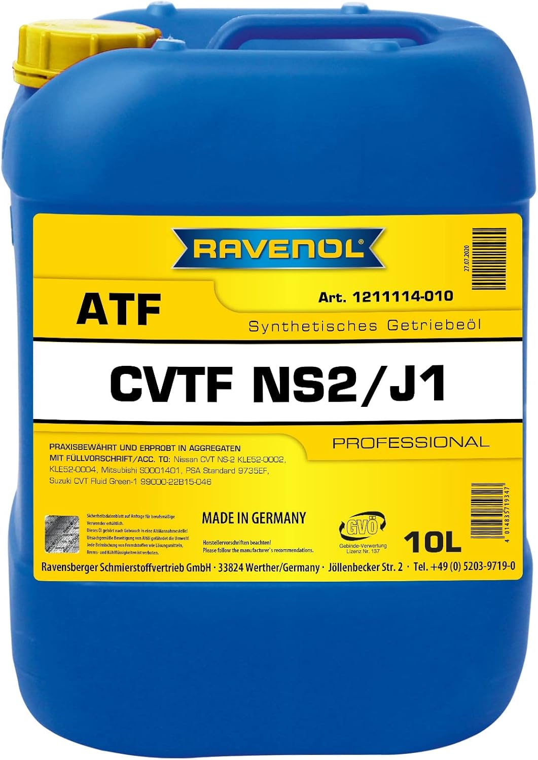 RAVENOL CVTF NS2/J1 Fluid : Amazon.de: Auto & Motorrad
