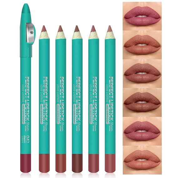 Amazon.com : Erinde 6PCS Lip Liner Pencil, Nude Lip Liner Set with Lip ...