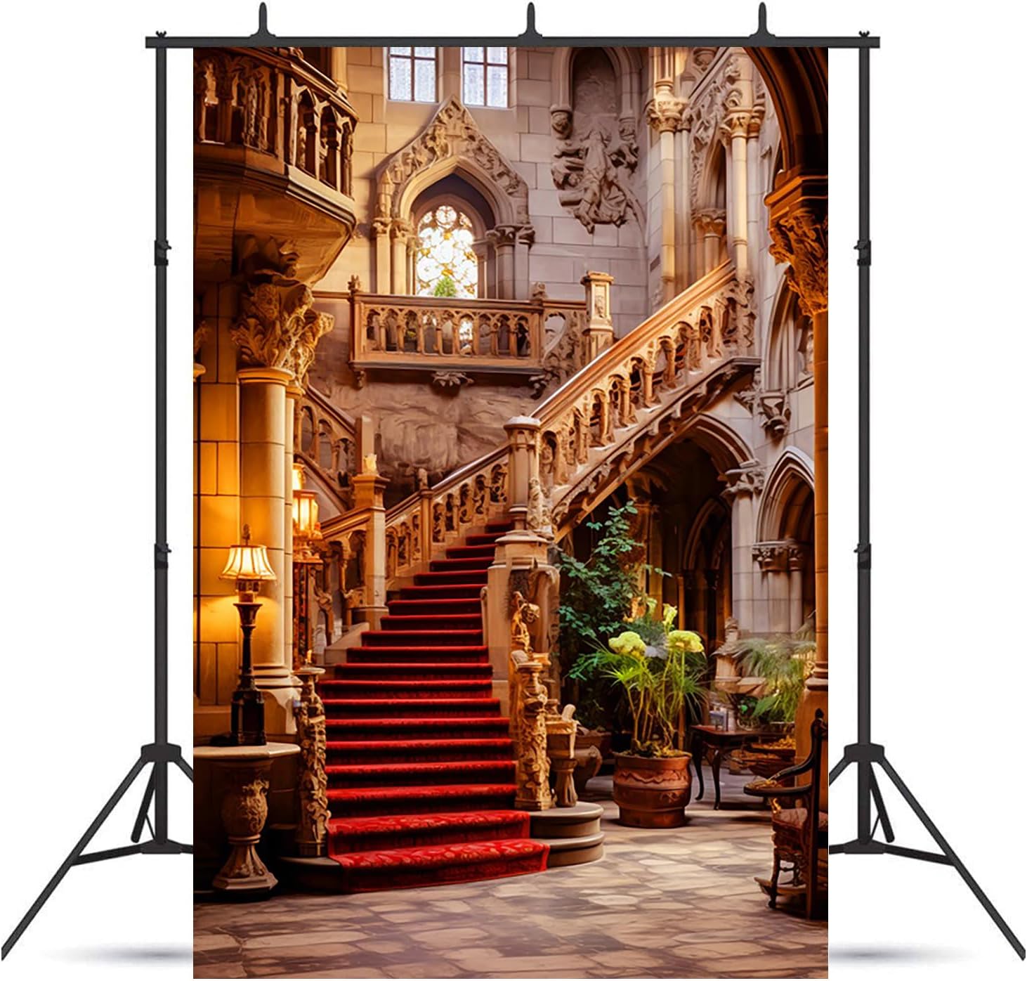 Amazon.com : 8x12ft Castle Backdrop Castle Interior Luxurious Stairs ...