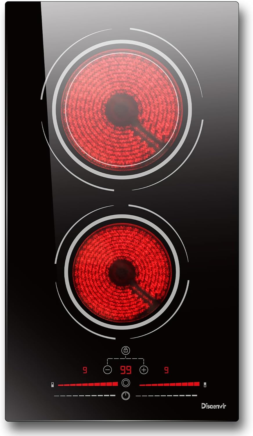 Disaenvir Electric Hobs 2 Ring, 2800W Portable Ceramic Hob with Dual Ring, 2 Burners Plug in ...